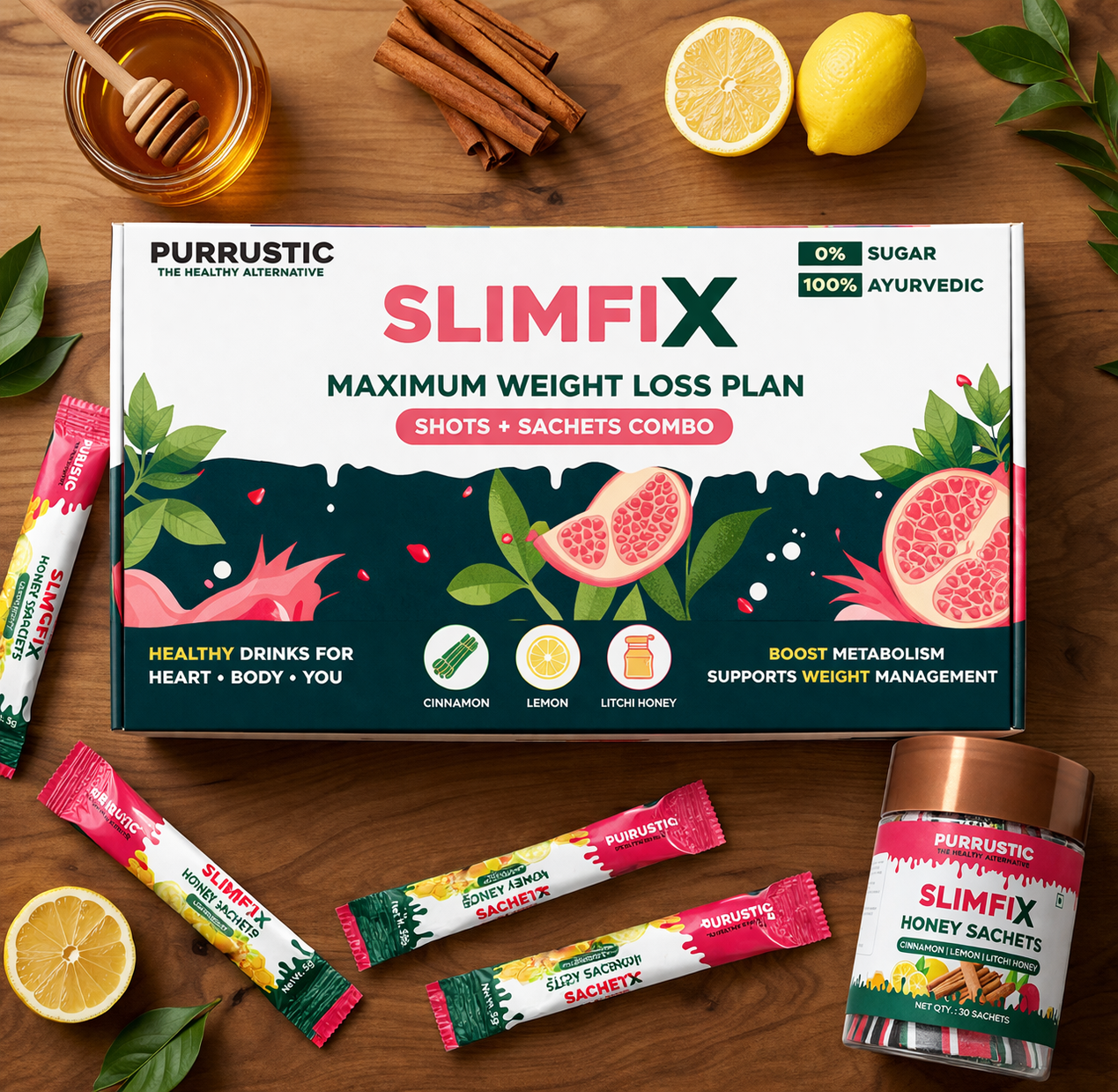 SLIMFIX (MAXIMUM WEIGHT LOSS PLAN) SHOTS + SACHETS WITH MAGIC DIET COU ...